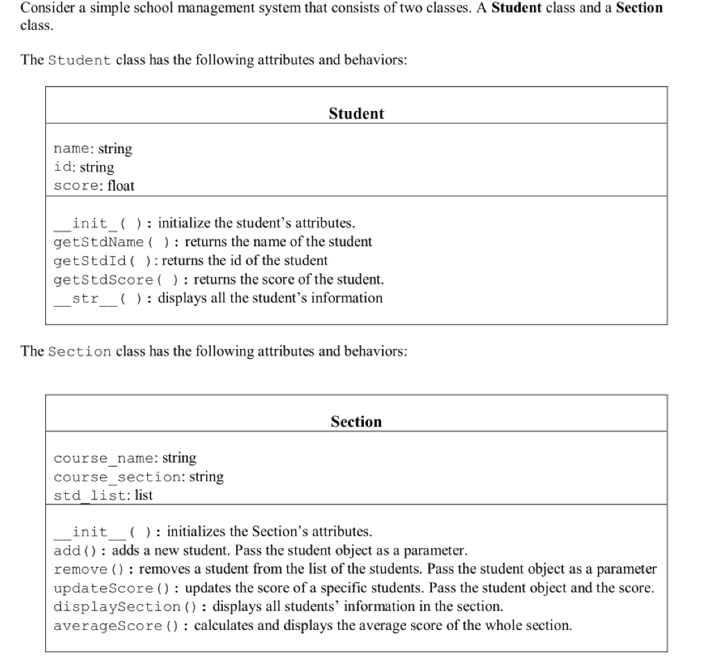 Solved Consider a simple school management system that | Chegg.com