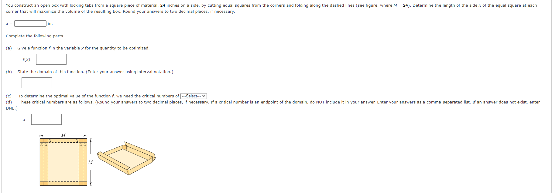 Solved You construct an open box with locking tabs from a | Chegg.com