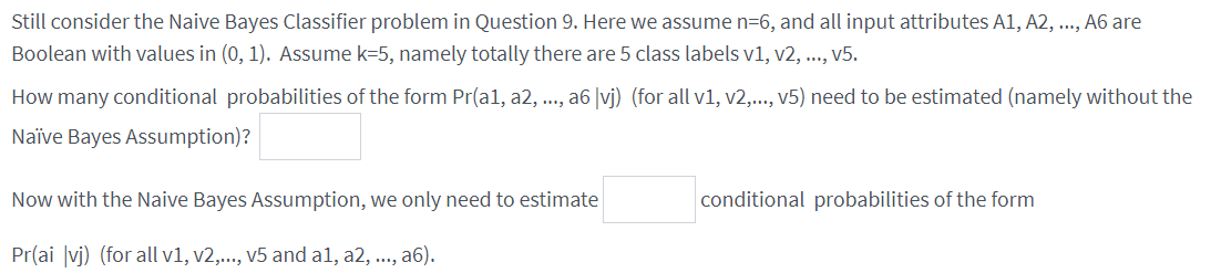 Still consider the Naive Bayes Classifier problem in | Chegg.com