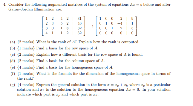 Solved 4. Consider the following augmented matrices of the | Chegg.com
