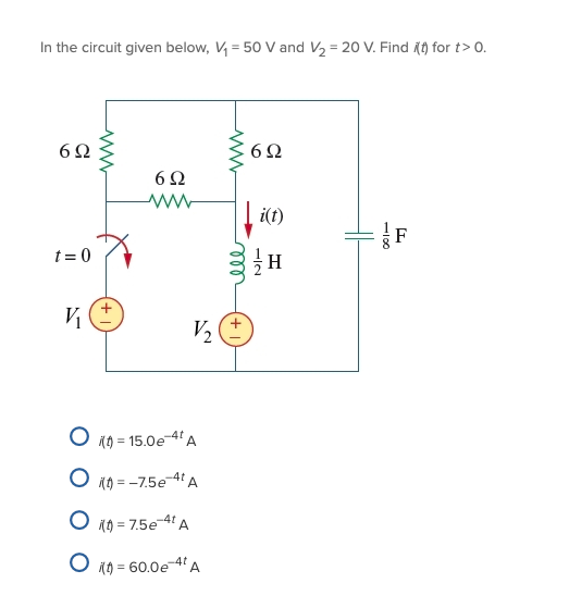 Solved In the circuit given below, V1 = 50 V and V2 = 20 V. | Chegg.com