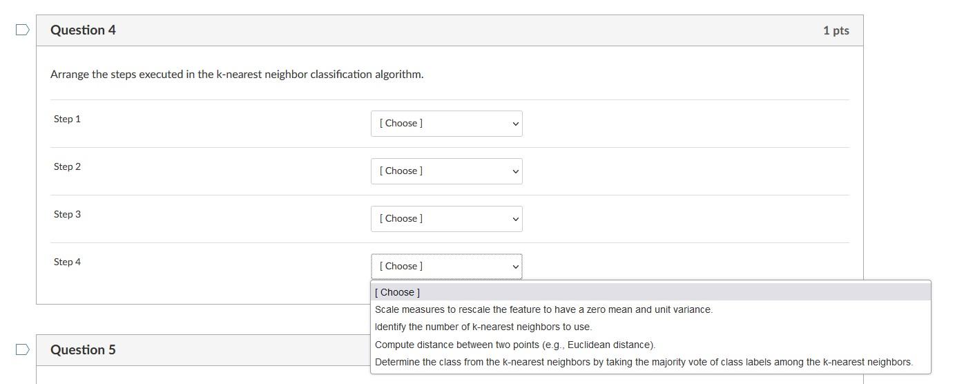 Solved Arrange the steps executed in the k-nearest neighbor | Chegg.com