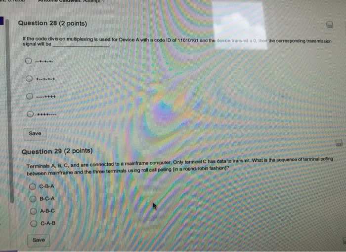 Solved Question 28 (2 points) If the code division | Chegg.com