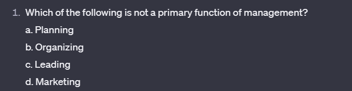 Solved 1. Which of the following is not a primary function | Chegg.com