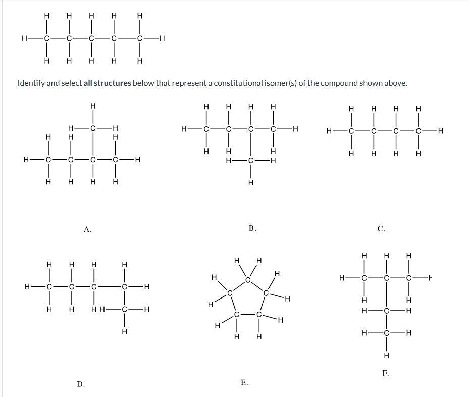 Solved Constitutional isomers of C5H12 I choose A&B and it | Chegg.com