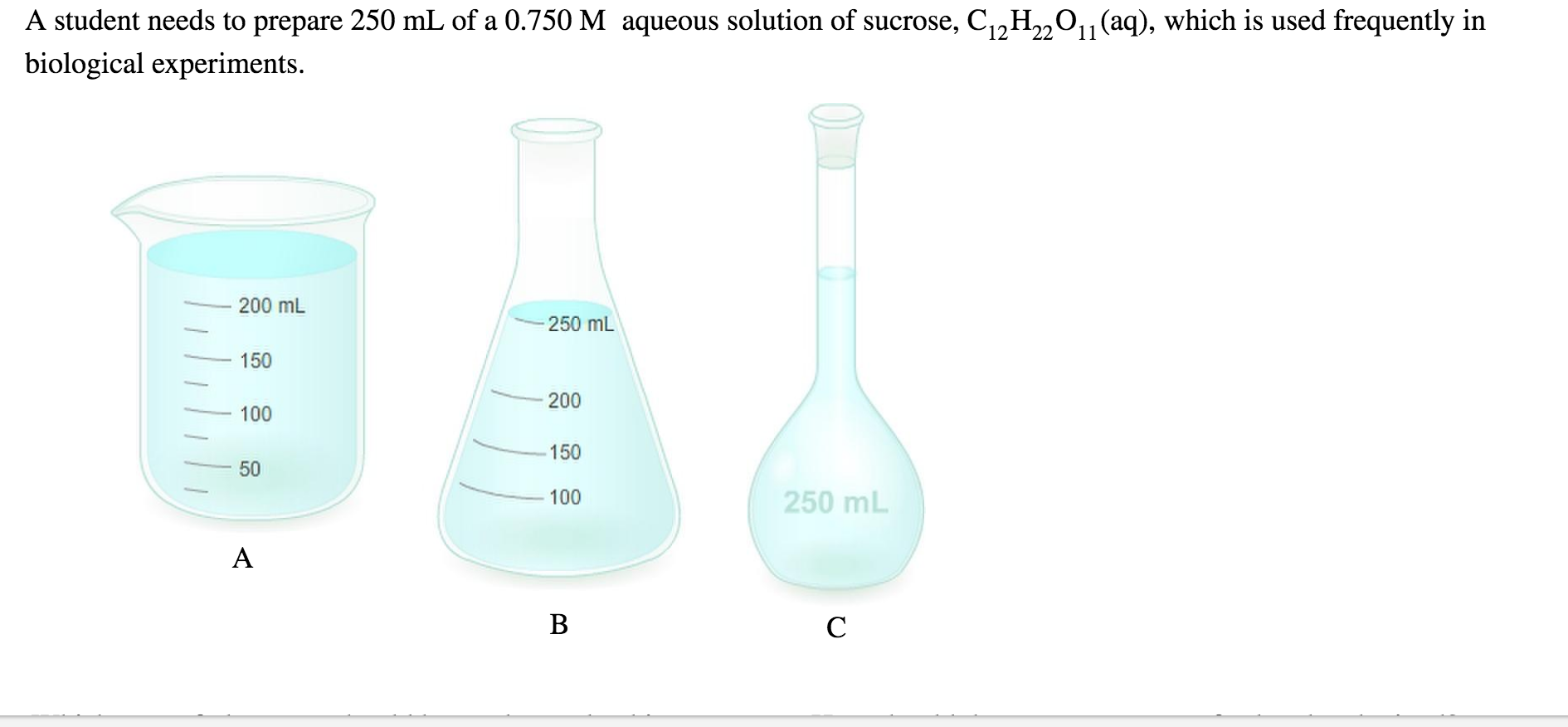 Solved A student needs to prepare 250 mL of a 0.750 M | Chegg.com
