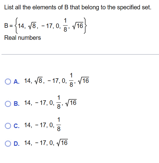 Solved List all the elements of B that belong to the | Chegg.com