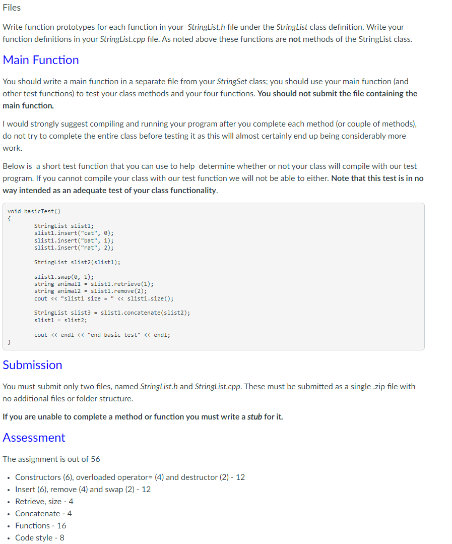 Solved Assignment 1 - StringList Start Assignment File Types | Chegg.com
