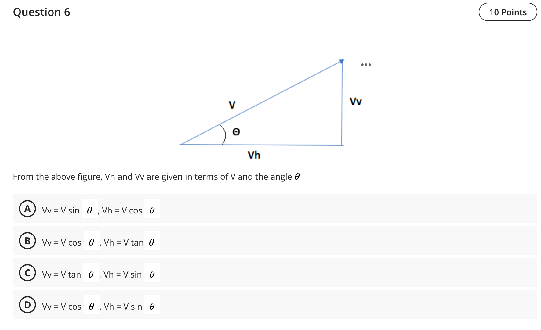 Solved Question 6 From the above figure, Vh and Vv are given | Chegg.com