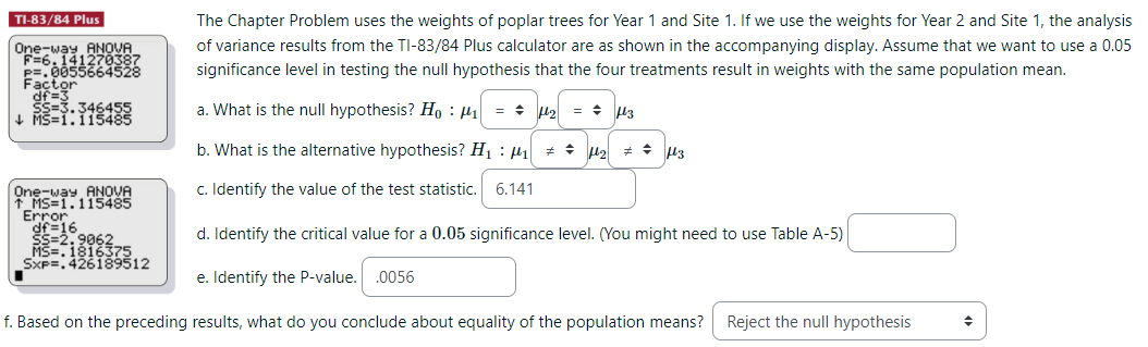 Solved The Chapter Problem uses the weights of poplar trees | Chegg.com
