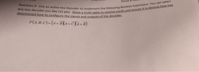 Solved Use an active low Decoder to implement the following | Chegg.com
