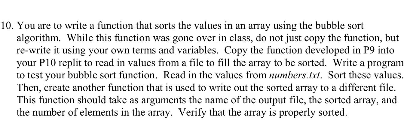 Solved 0 . You are to write a function that sorts the values | Chegg.com