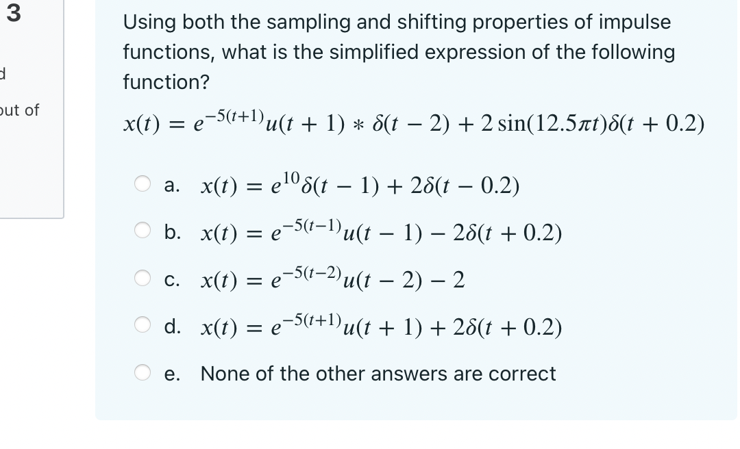Solved 3 Using both the sampling and shifting properties of | Chegg.com