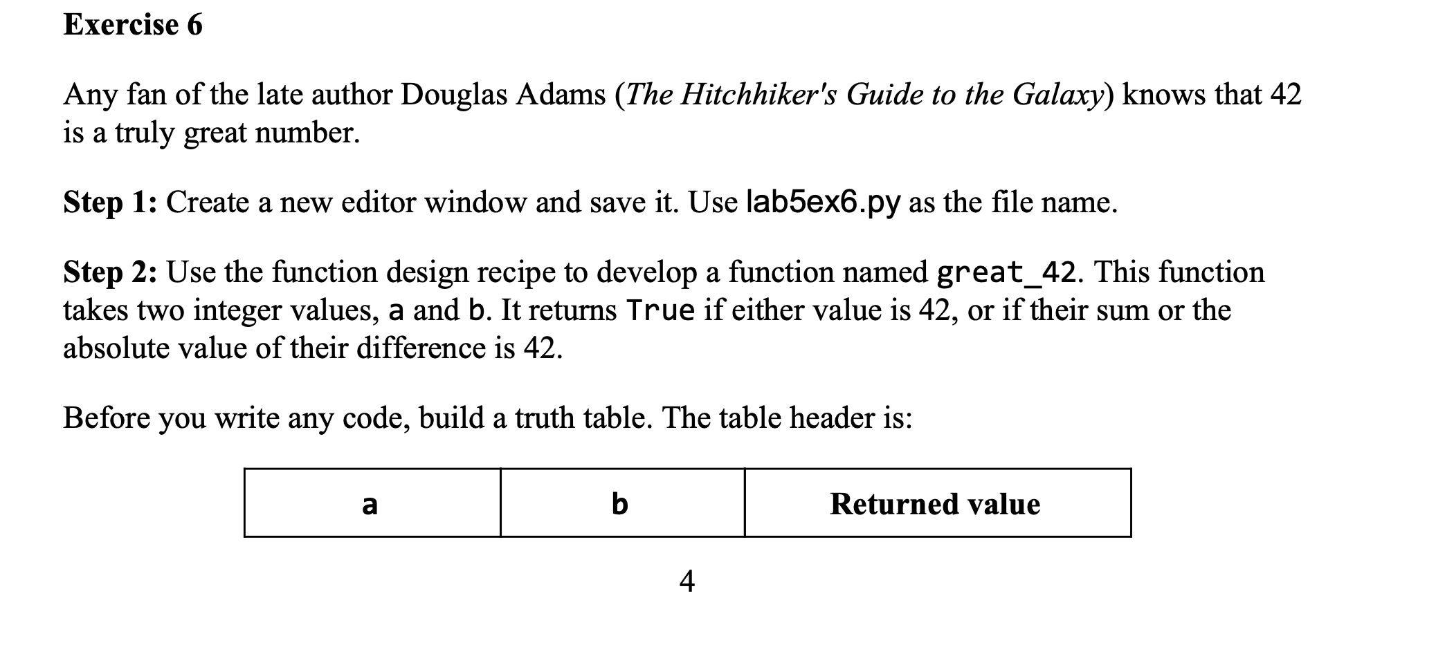 Solved Exercise 6 Any fan of the late author Douglas Adams | Chegg.com