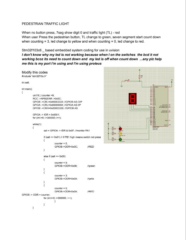 [Solved]: PEDESTRIAN TRAFFIC LIGHT When no button press, 7