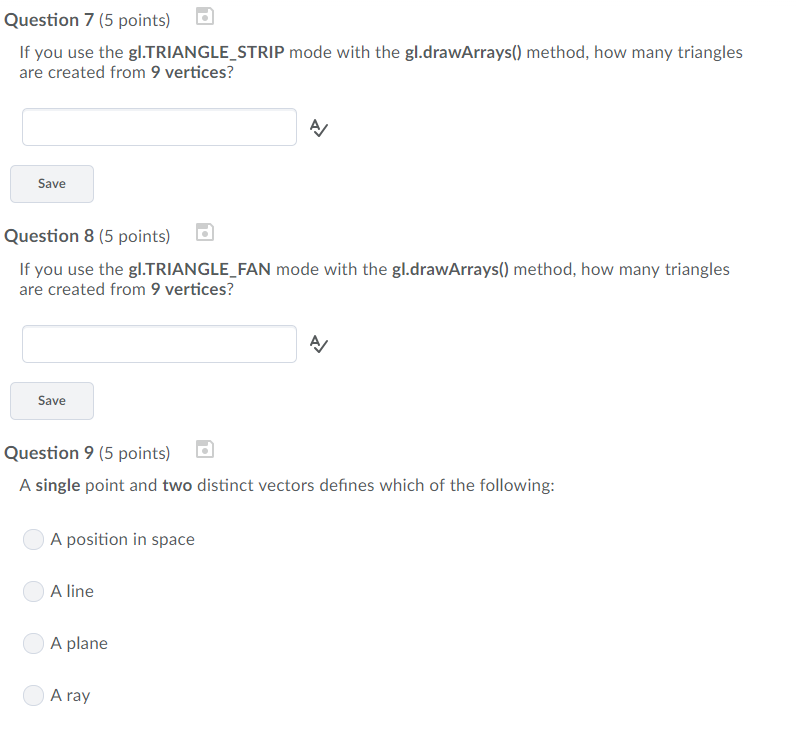 Solved Question 7 (5 points) If you use the gl.TRIANGLE | Chegg.com