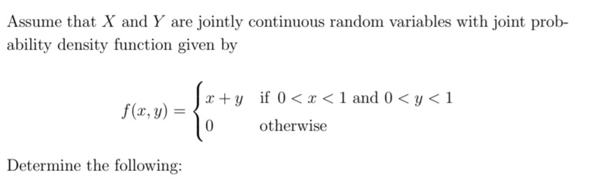 Solved Assume that X and Y are jointly continuous random | Chegg.com