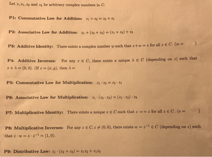 Solved Let ะ,21,22 and 23 be arbitrary complex numbers in C. | Chegg.com