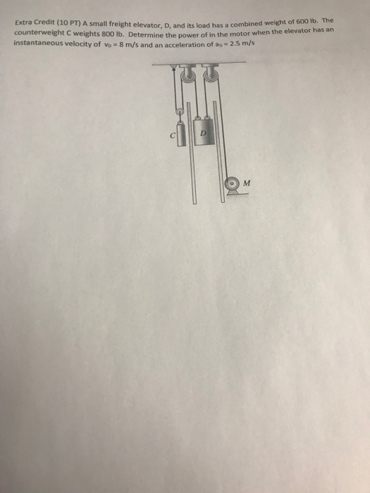 Solved Extra counterweight C weights 800 lb. De | Chegg.com