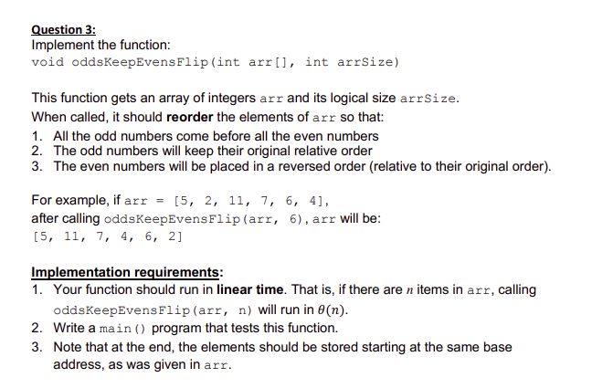 Solved Question 3 Implement The Function Void 9874