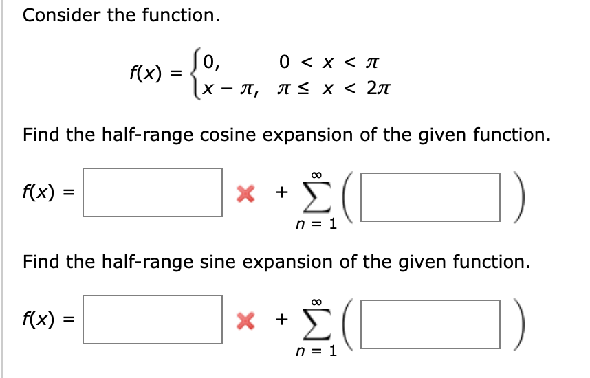 Solved Consider the function. 0 f x) = Find the half-range | Chegg.com
