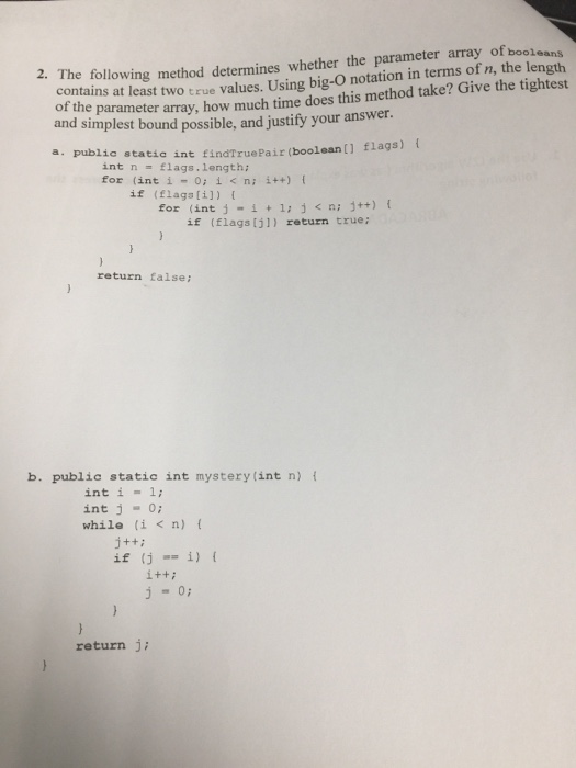 Solved 2. The following method determines whether the | Chegg.com