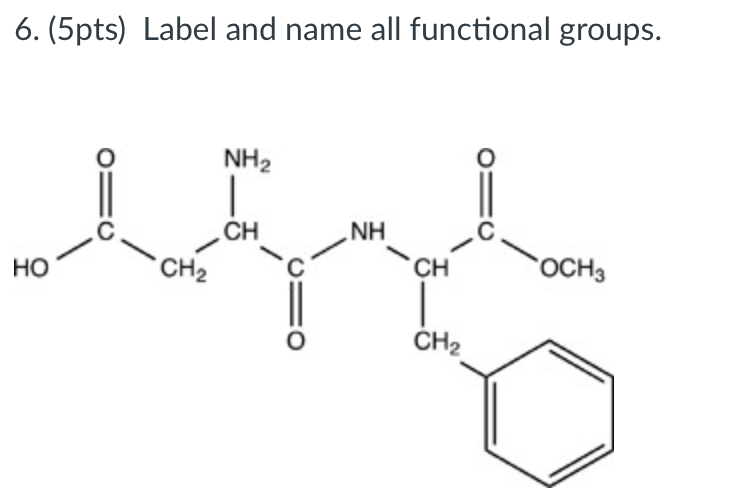 Solved 6. (5pts) Label and name all functional groups. NH2 | Chegg.com