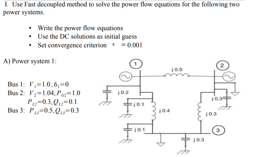 Solved I. Use Fast decoupled method to solve the power flow | Chegg.com