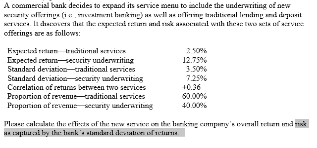 Solved A commercial bank decides to expand its service menu | Chegg.com
