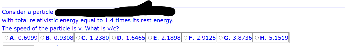 Solved with total relativistic energy equal to 1.4 times its | Chegg.com