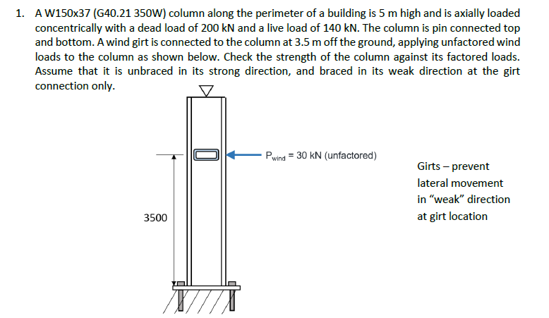 Solved A W150x37 (G40.21 350W) column along the perimeter of | Chegg.com