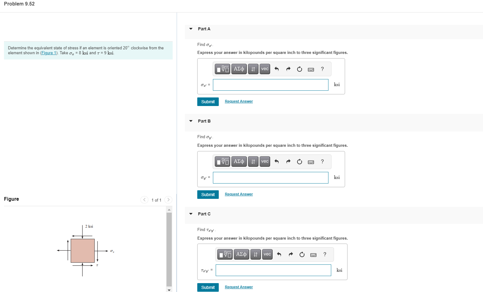 Solved Find σx′. Determine the equivalent state of stress if | Chegg.com