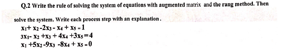 Solved Q. 2 ﻿Write the rule of solving the system of | Chegg.com