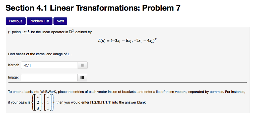 Solved Section 4 1 Linear Transformations Problem 7