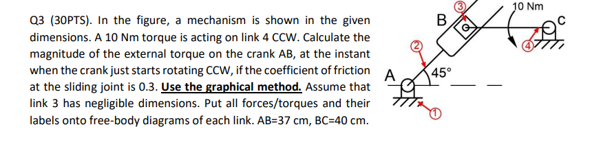 Solved Q3 (30PTS). In the figure, a mechanism is shown in | Chegg.com
