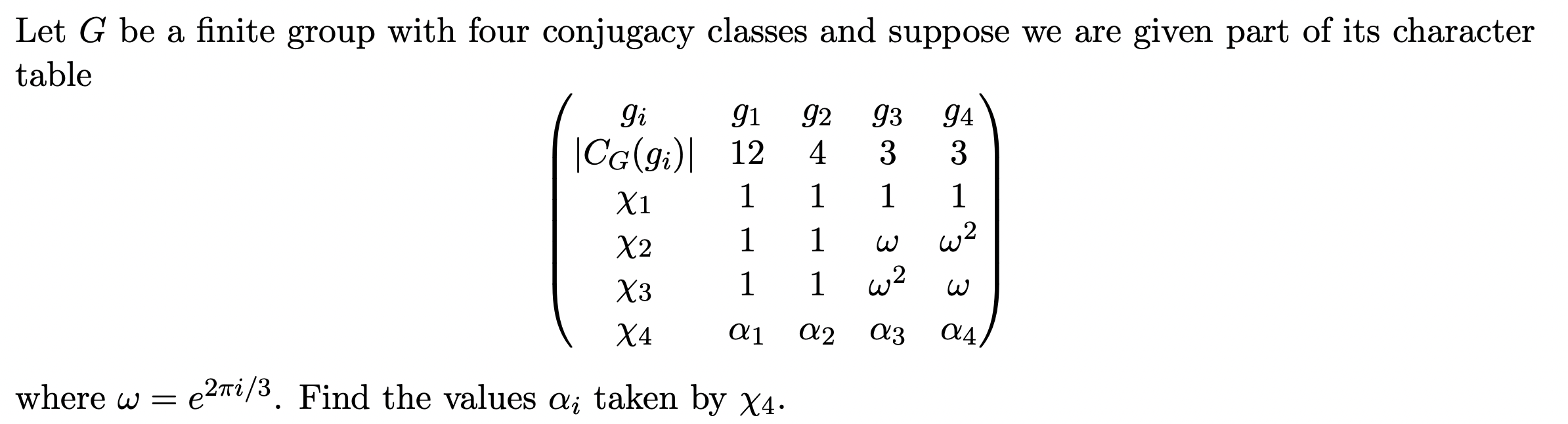 Solved Let G be a finite group with four conjugacy classes | Chegg.com