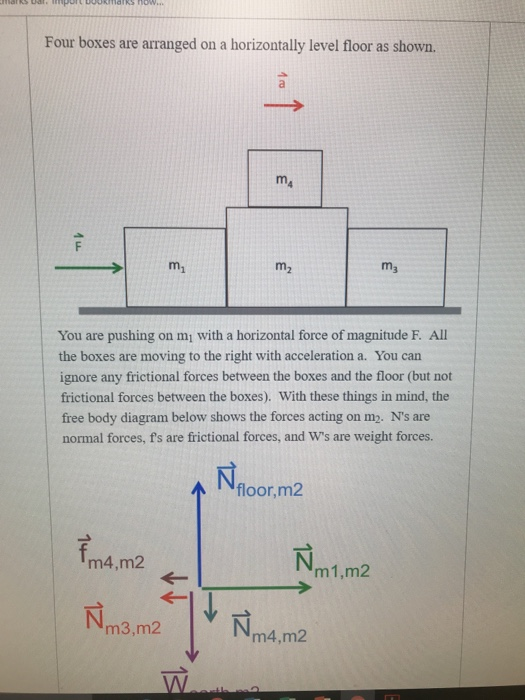 Solved Four boxes are arranged on a horizontally level floor | Chegg.com