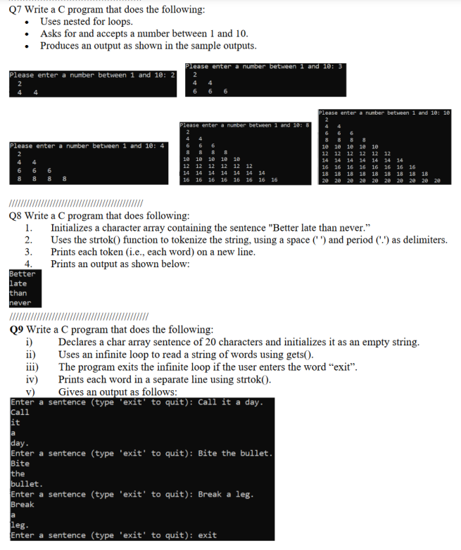 Solved Q7 ﻿Write a C program that does the following:Uses | Chegg.com