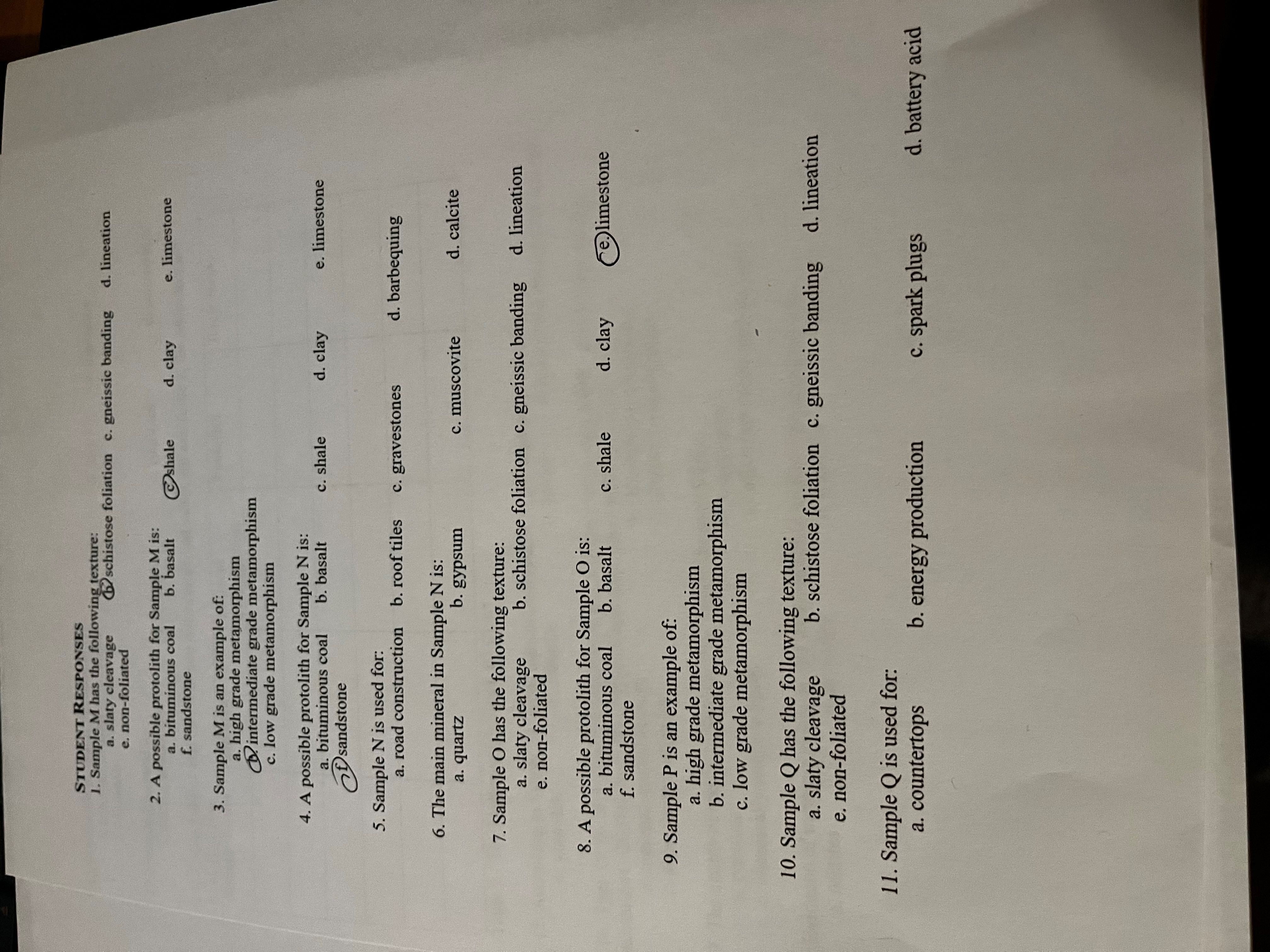 Solved STUDENT RESPONSES 1. Sample M has the following | Chegg.com