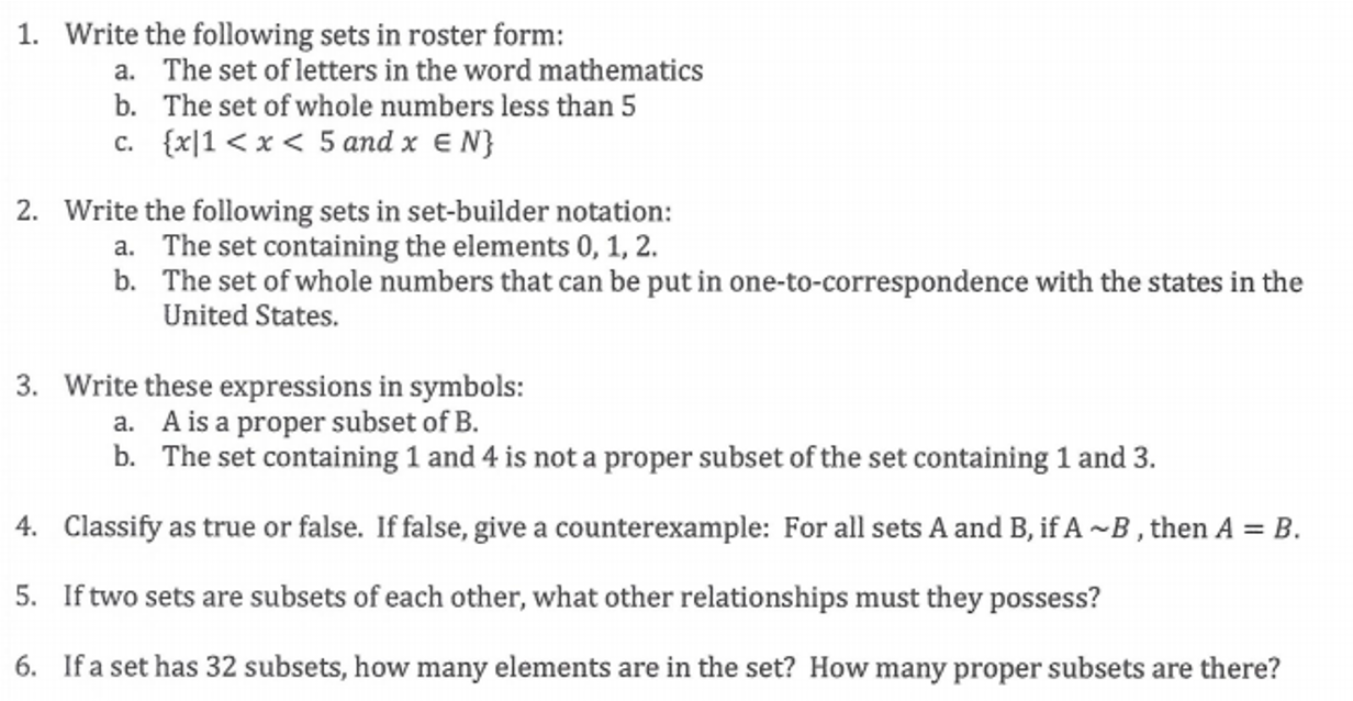 Solved 1. Write the following sets in roster form: a. The | Chegg.com