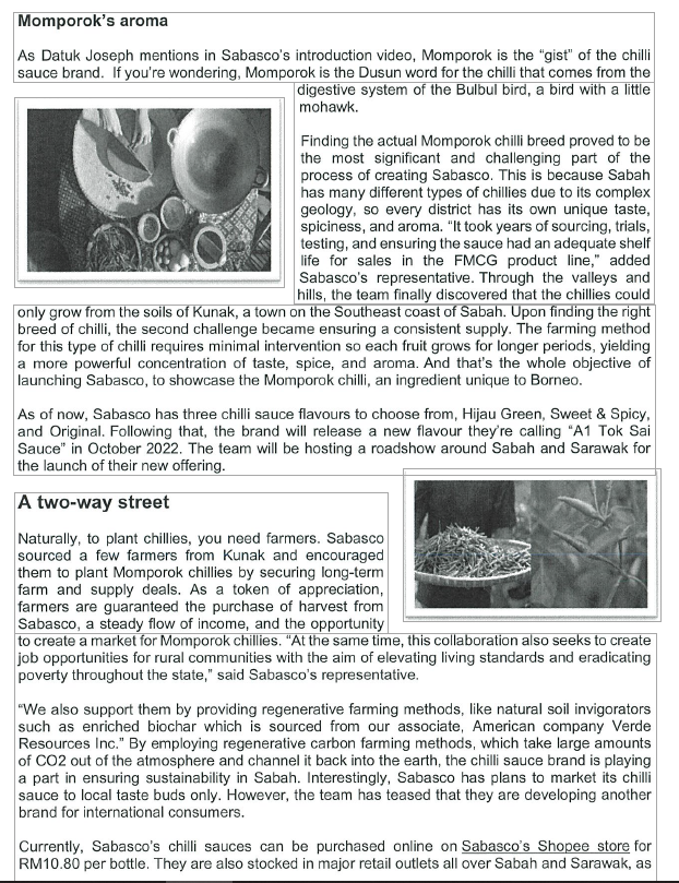 Article 1 Leveraging Tabasco's branding is part of | Chegg.com