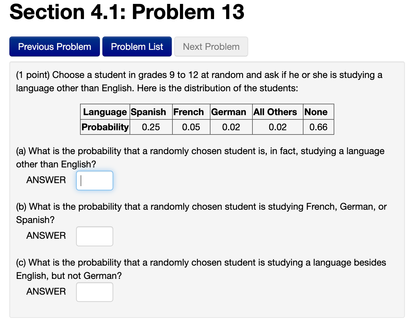 Solved Section 4.1: Problem 13 (1 point) Choose a student in | Chegg.com