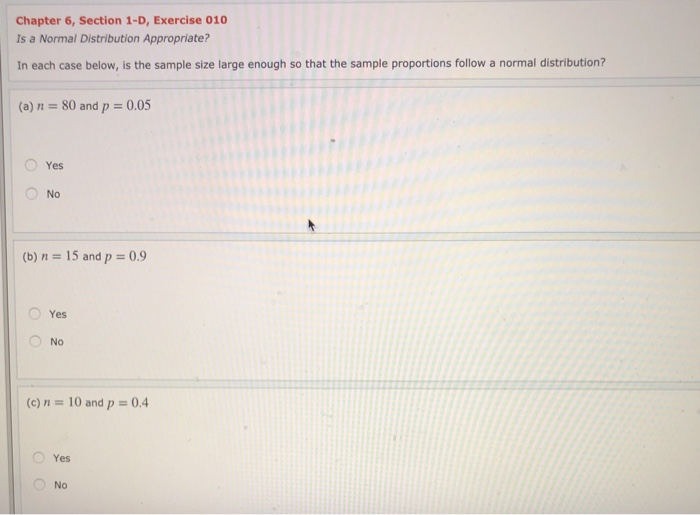 Solved Chapter 6, Section 1-D, Exercise 010 Is a Normal | Chegg.com