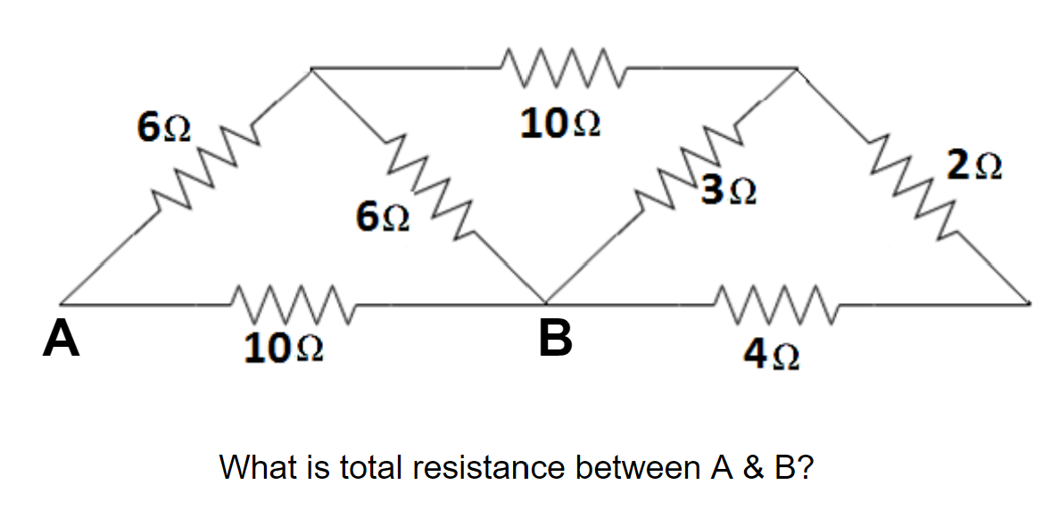 Solved What is total resistance between A&B? | Chegg.com