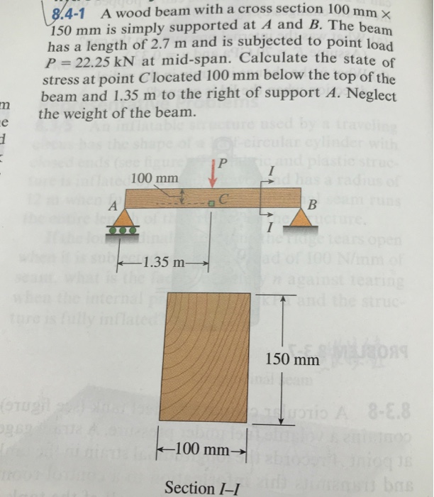 Solved section 100 m 4-1 A wood beam with a cross 150 mm is | Chegg.com