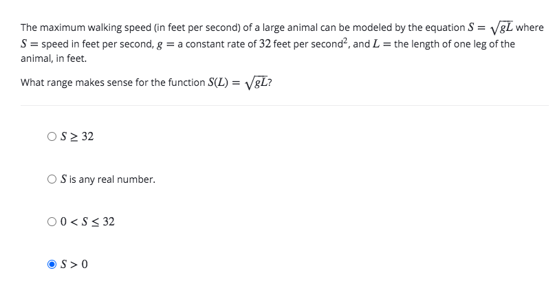 Solved The maximum walking speed (in feet per second) of a | Chegg.com