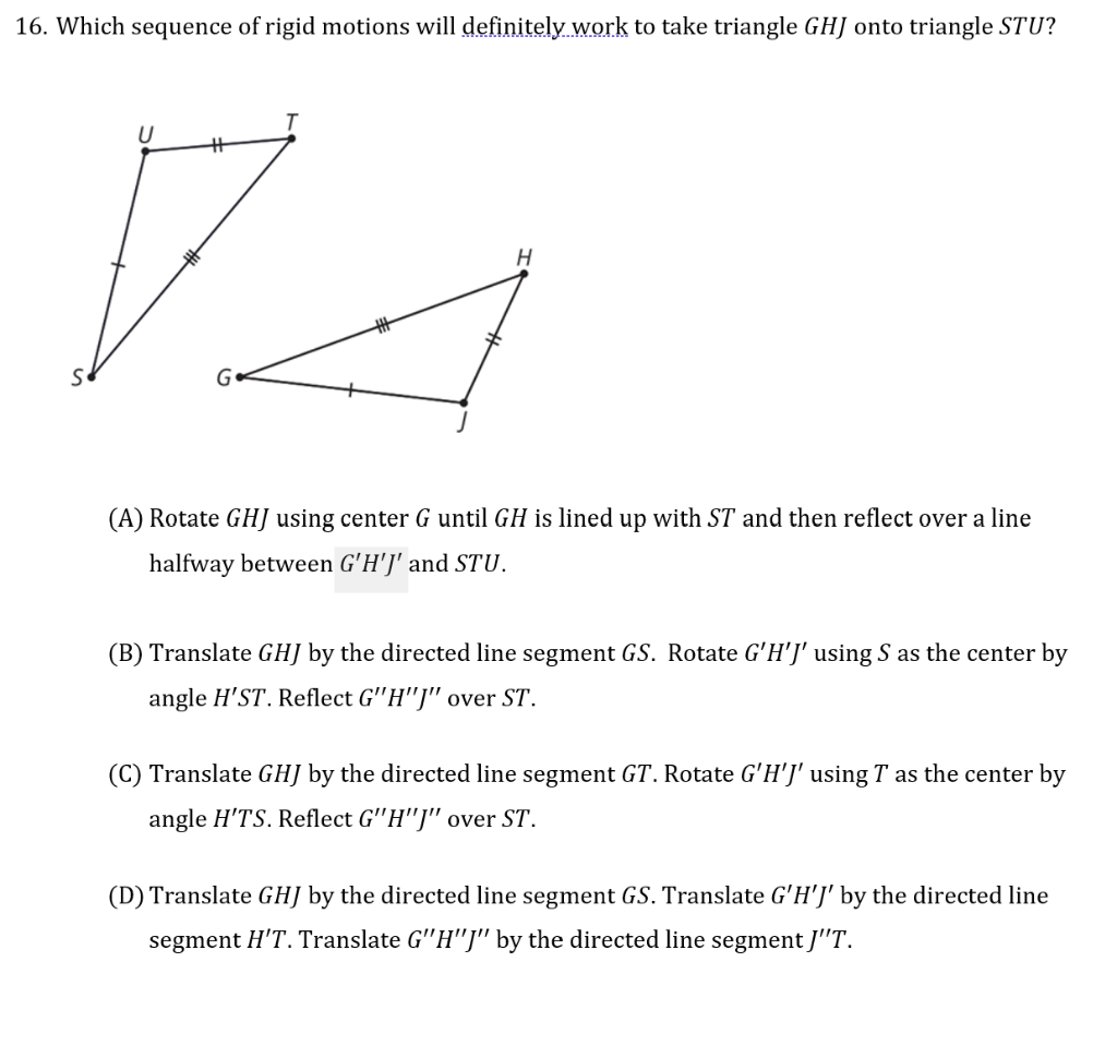 Solved 16. Which sequence of rigid motions will definitely | Chegg.com