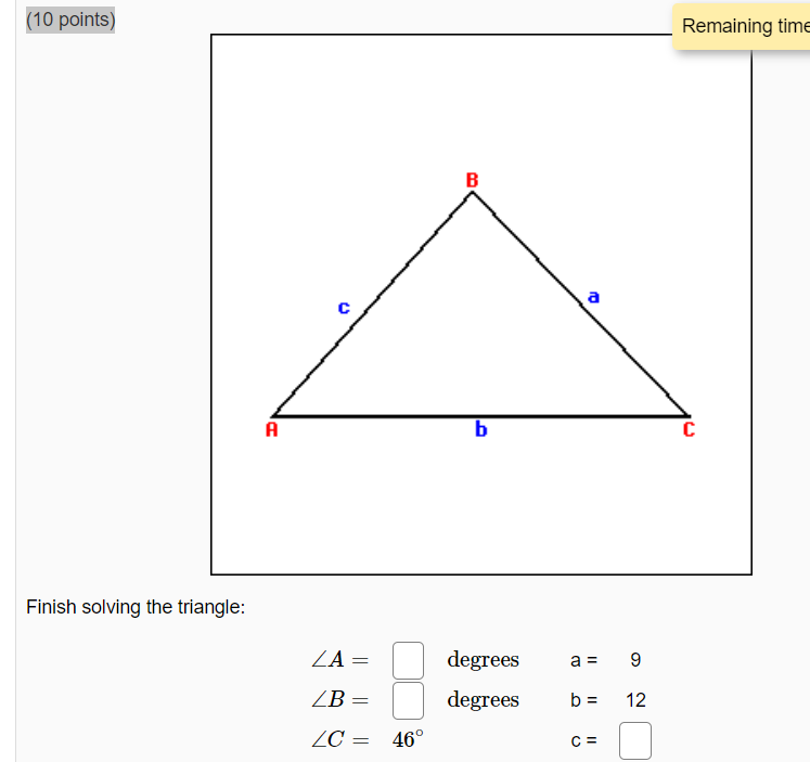 Solved (10 points) Remaining time B a A b С Finish solving | Chegg.com