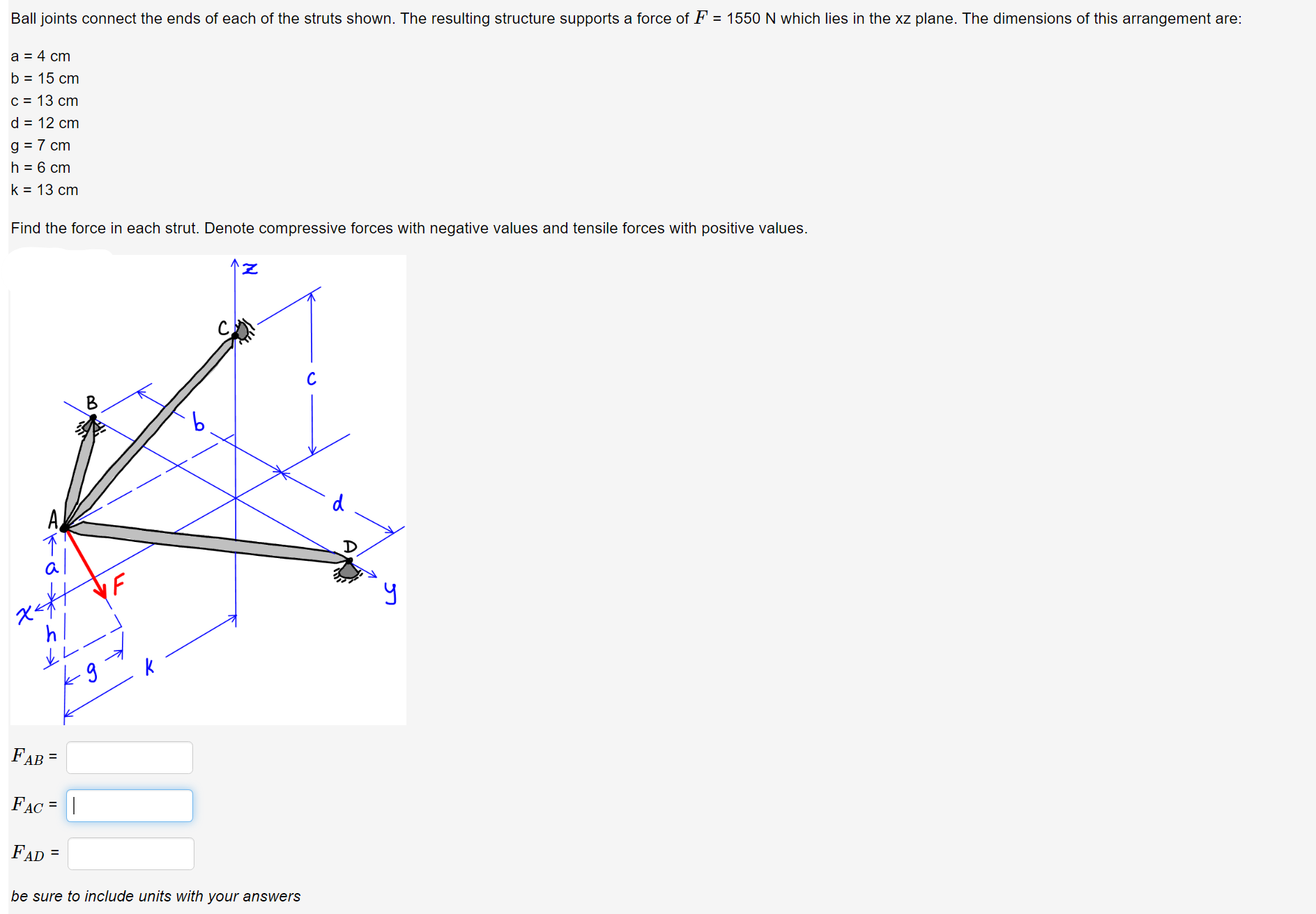 Solved Ball joints connect the ends of each of the struts | Chegg.com