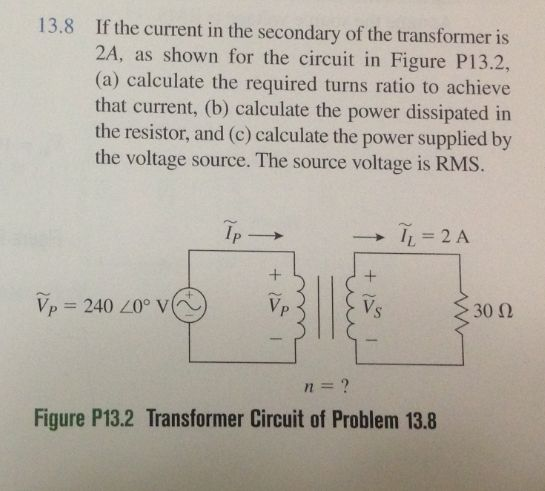 Solved 13.8 If the current in the secondary of the | Chegg.com